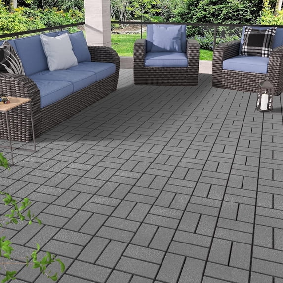 44 Pack Waterproof Interlocking Deck Tiles, 12"x12" Plastic Patio Tiles ...