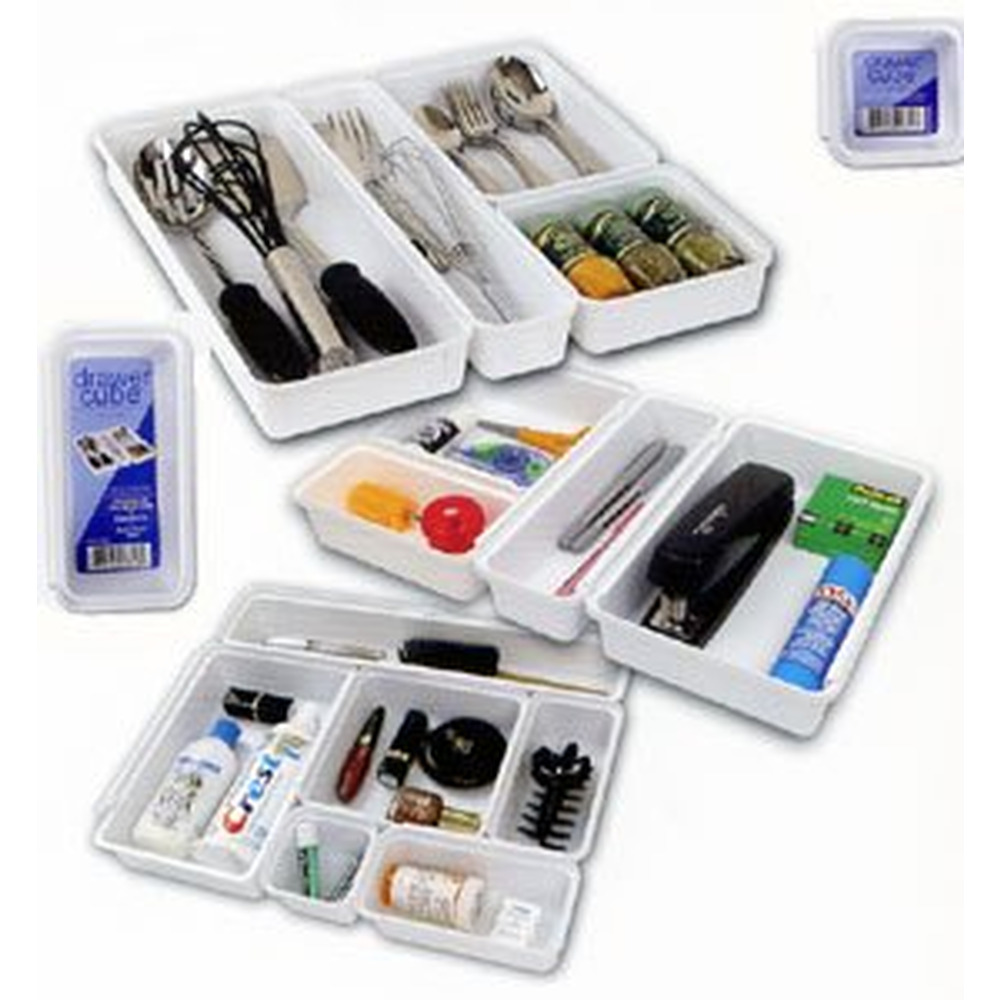 Interlocking Drawer Organizer - 6 x 9" x 2" - White by Dial Industries ...