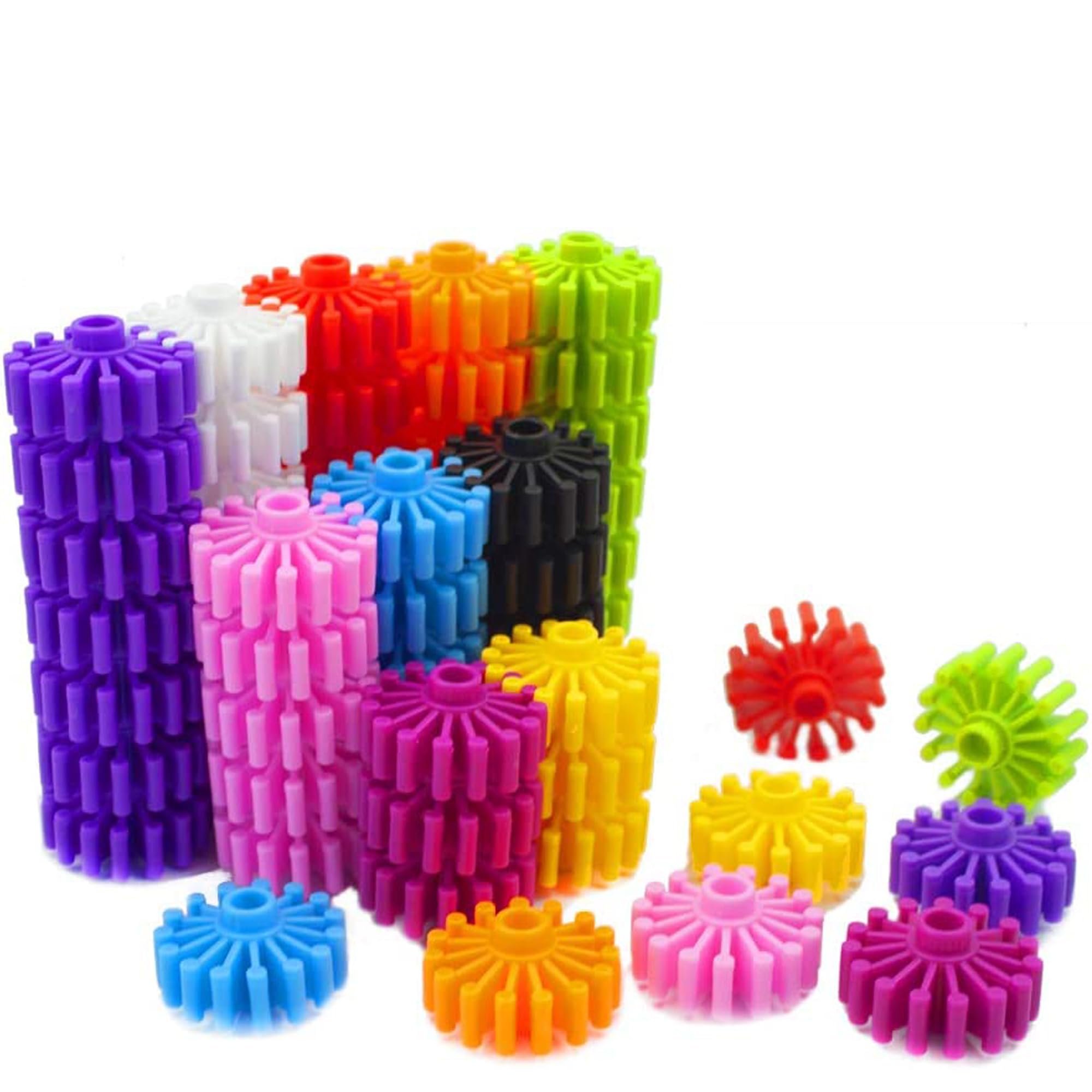 Interlocking Gears Toys For Kids - 100 Piece Kit With Tote - Colorful ...