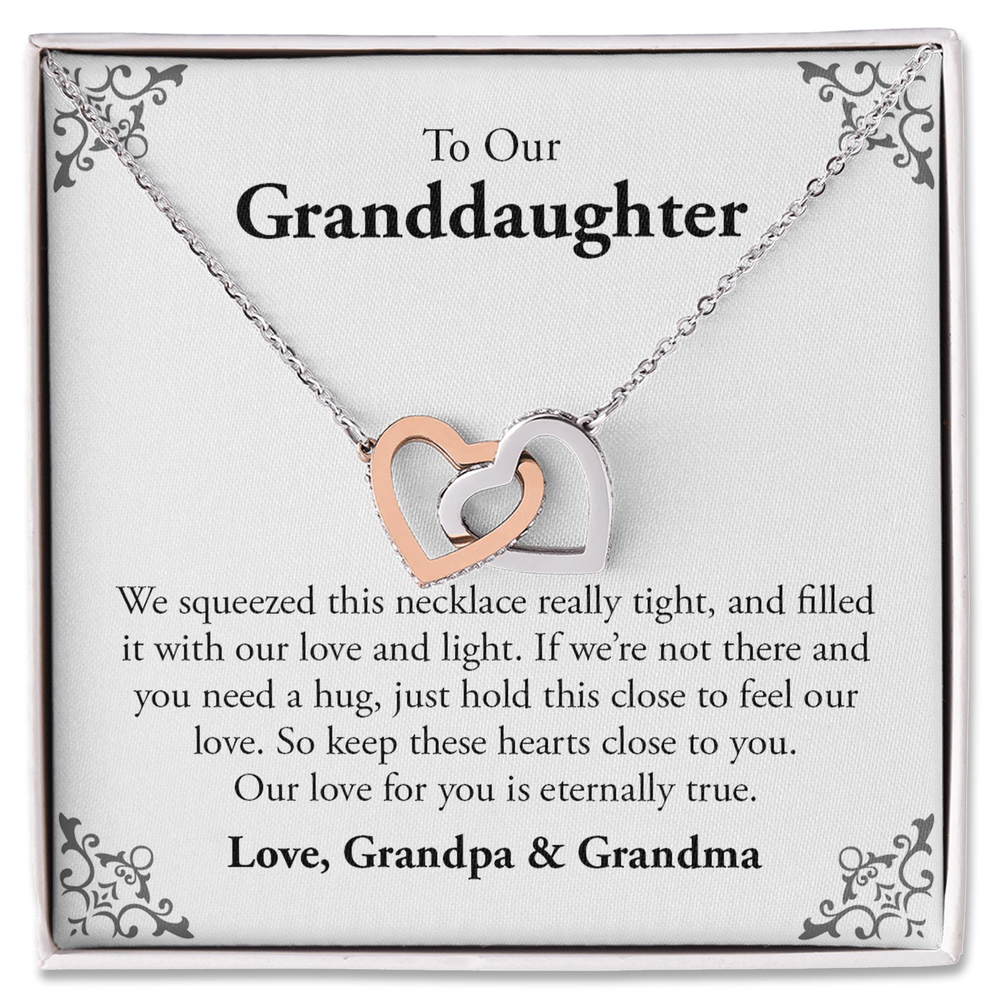 Interlocking Heart Necklace for Granddaughter from Grandparents, Gift ...