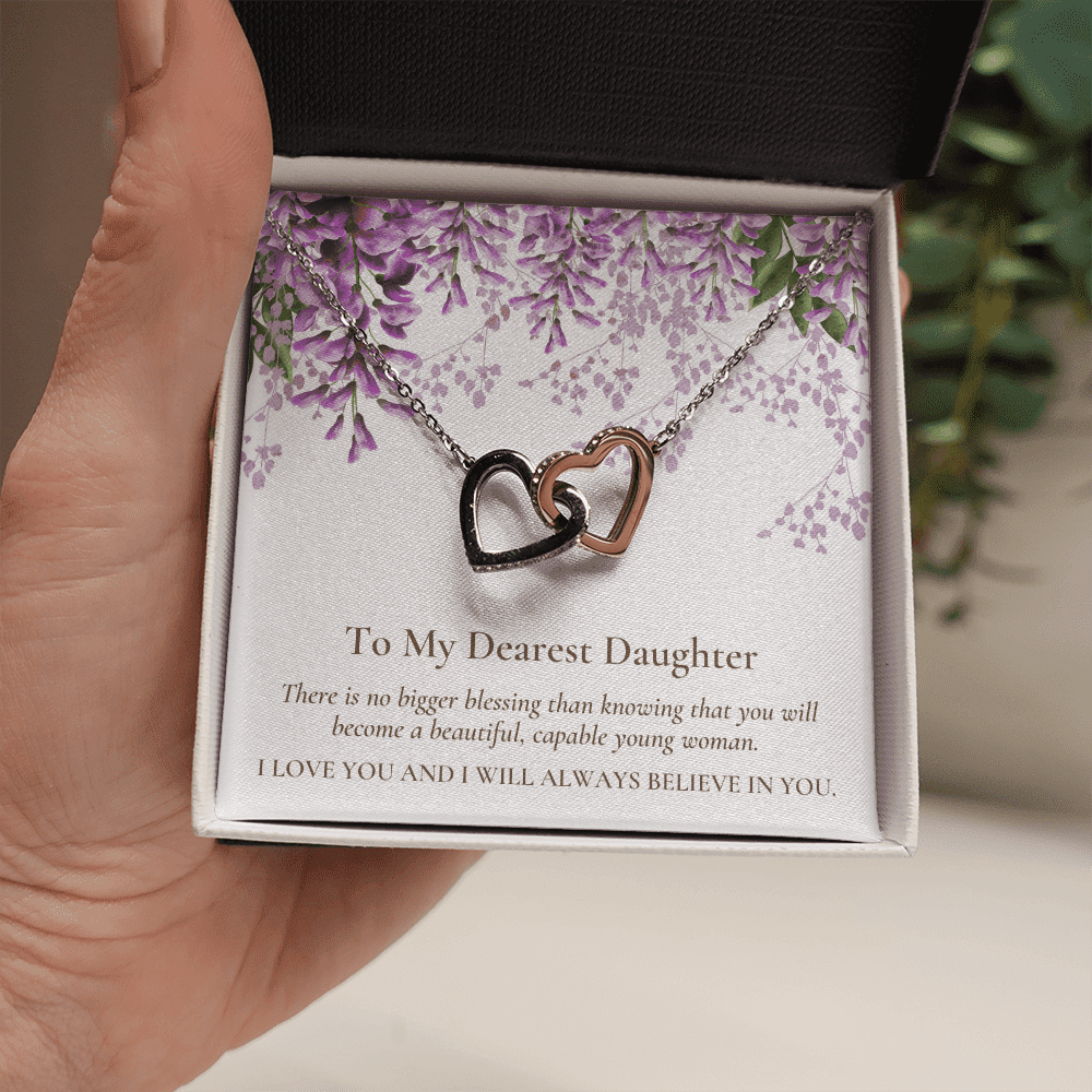 Interlocking Hearts Dearest Daughter Pendant Necklace - Walmart.com