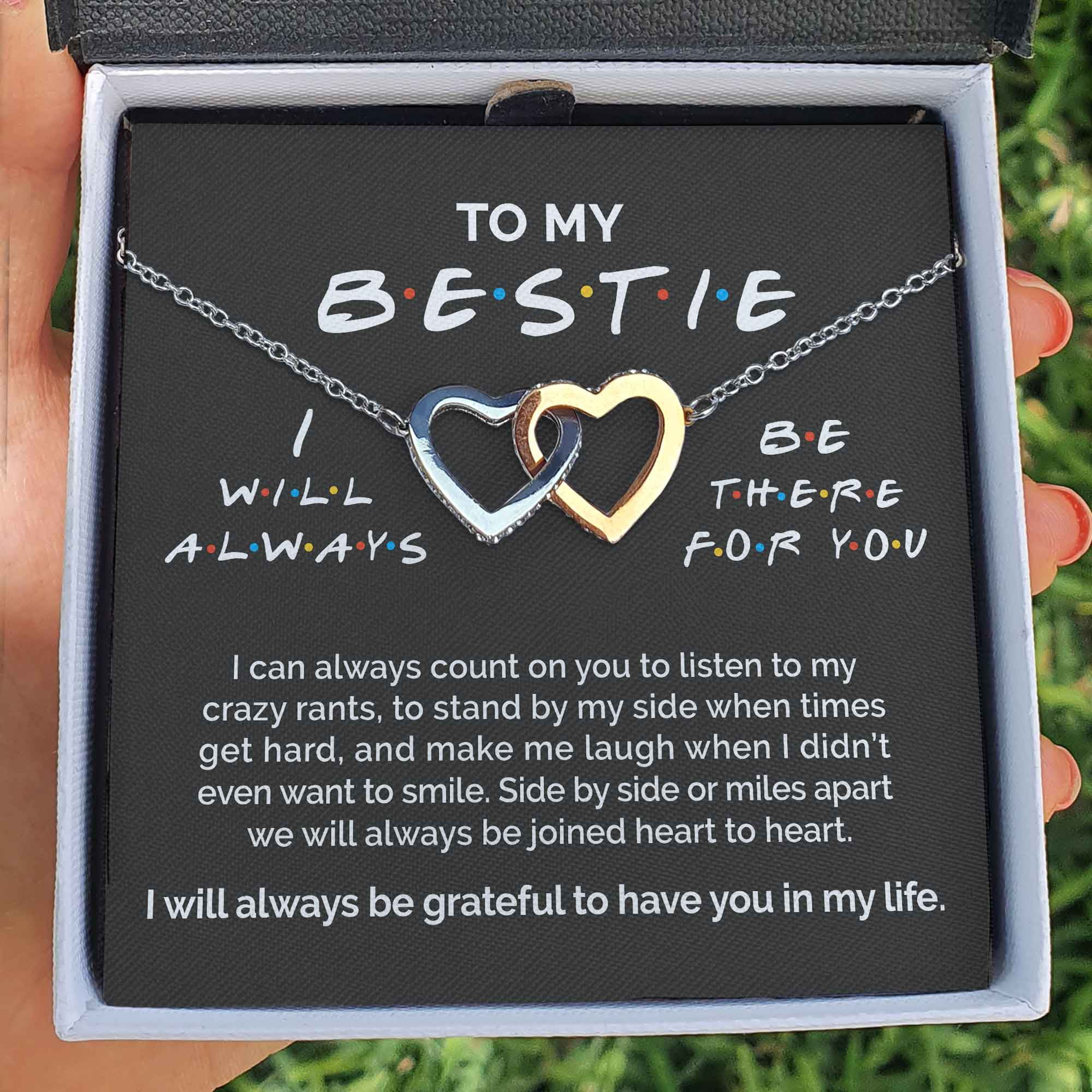 Interlocking Hearts Necklace- To My Bestie - I Will Always Be There For ...