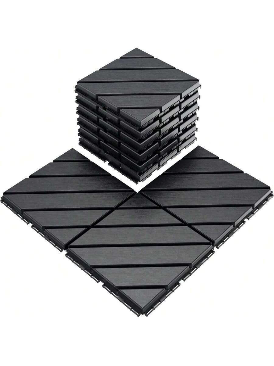 Interlocking Outdoor Floor Tiles 12"x12", Waterproof All-Weather Deck ...