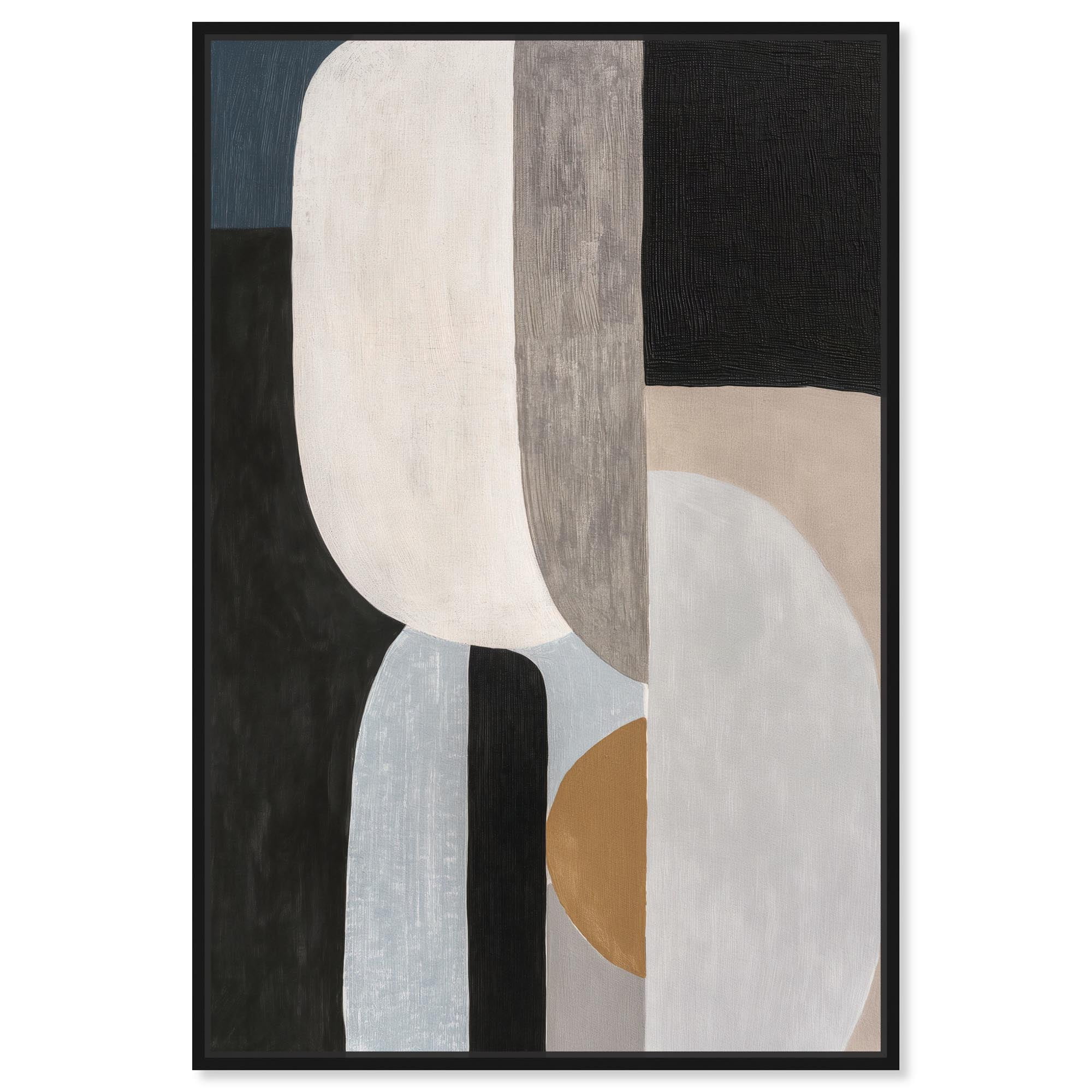 Interlocking Segments II Canvas Boho Geometric Art by Art Remedy, Black ...