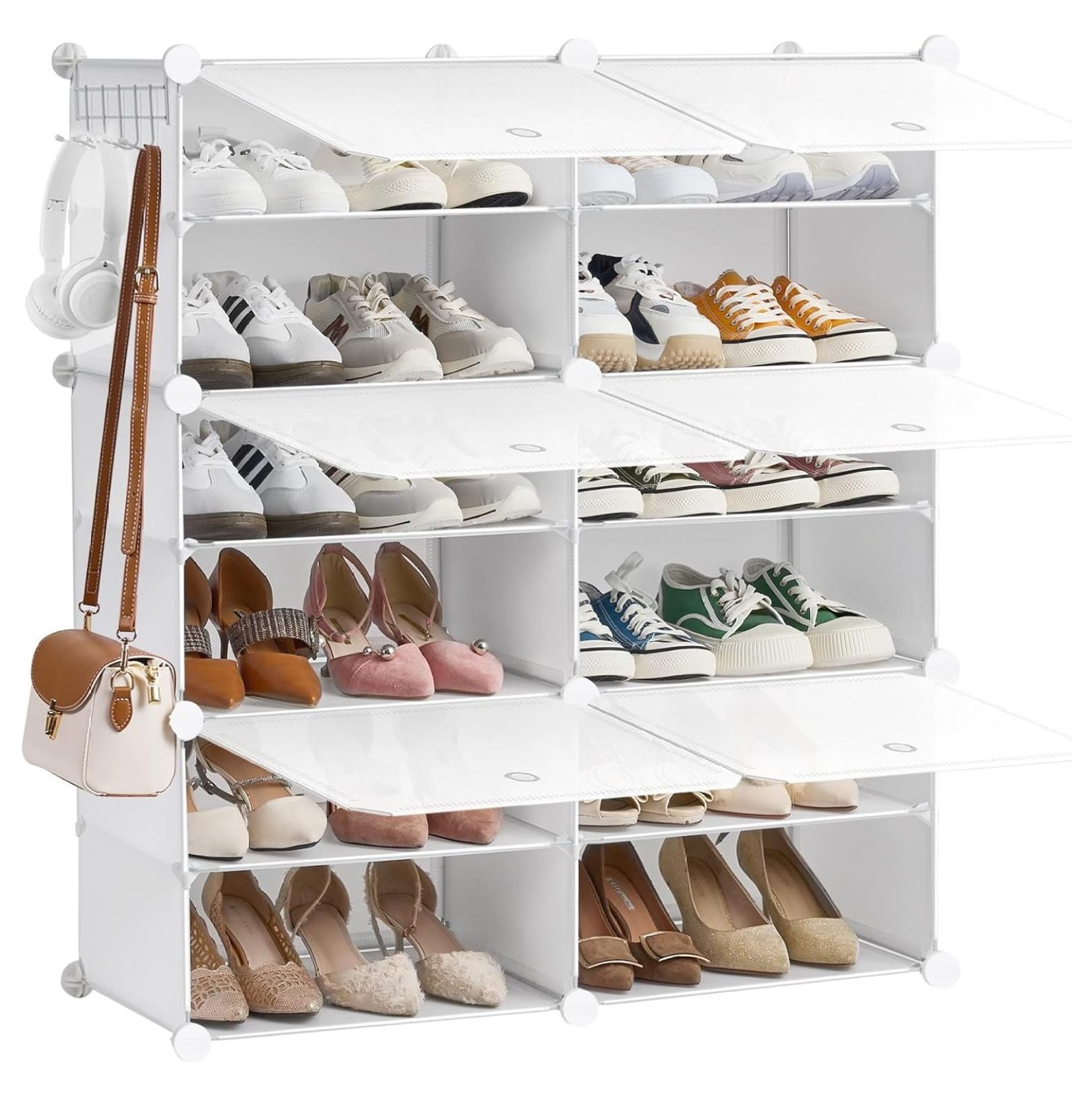 Interlocking Shoe Rack, 6 Cubes Plastic Shoe Storage Cabinet, 24 Shoe ...