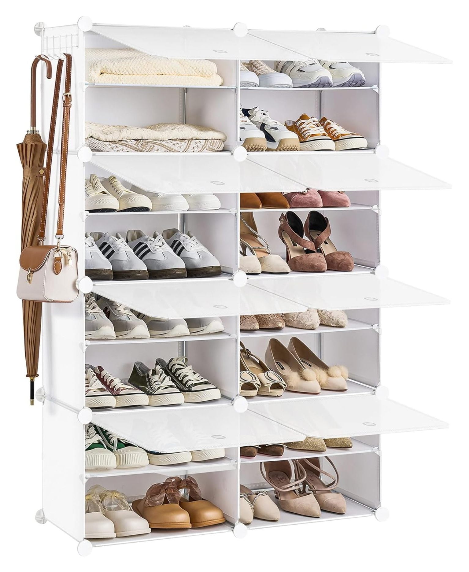 Interlocking Shoe Rack, 8 Cubes Plastic Shoe Storage Cabinet, 32 Shoe ...