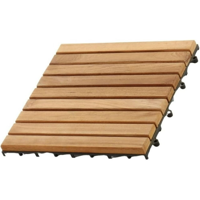 Interlocking Tiles - Wooden Floor Tile Set for Indoor and Outdoor Use ...