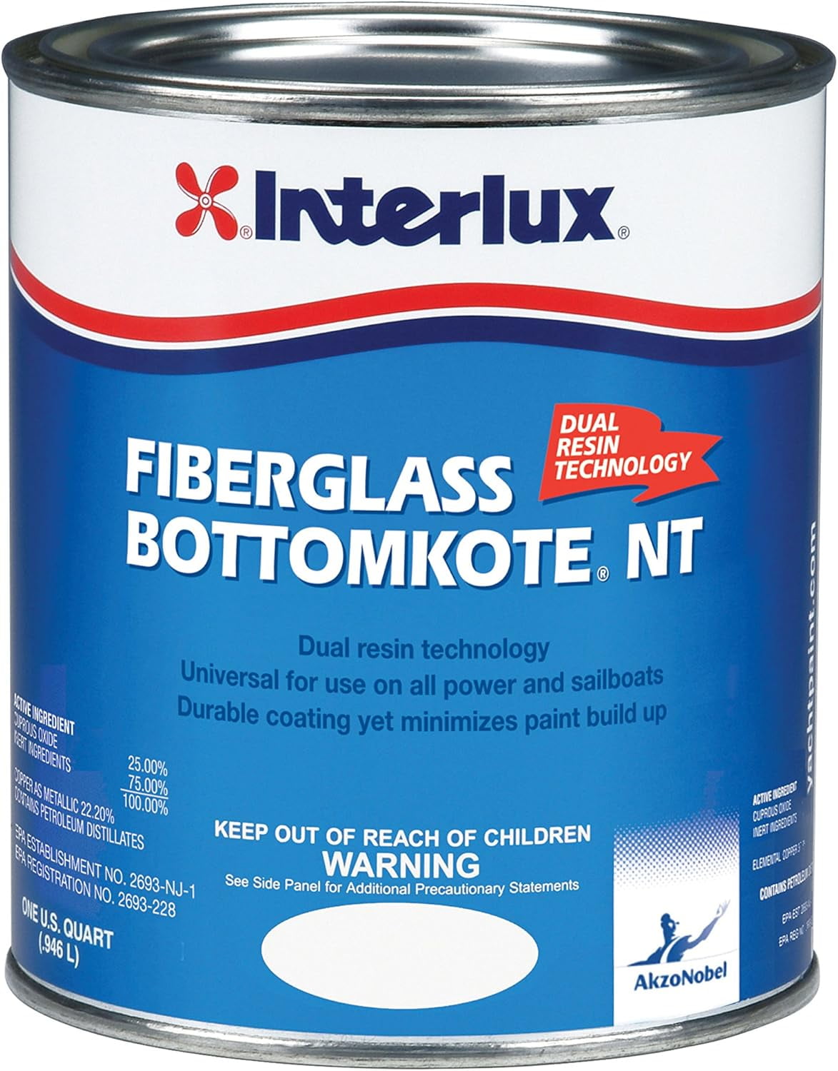 Interlux YBB379/QT Fiberglass Bottomkote NT Antifouling Paint - Black ...