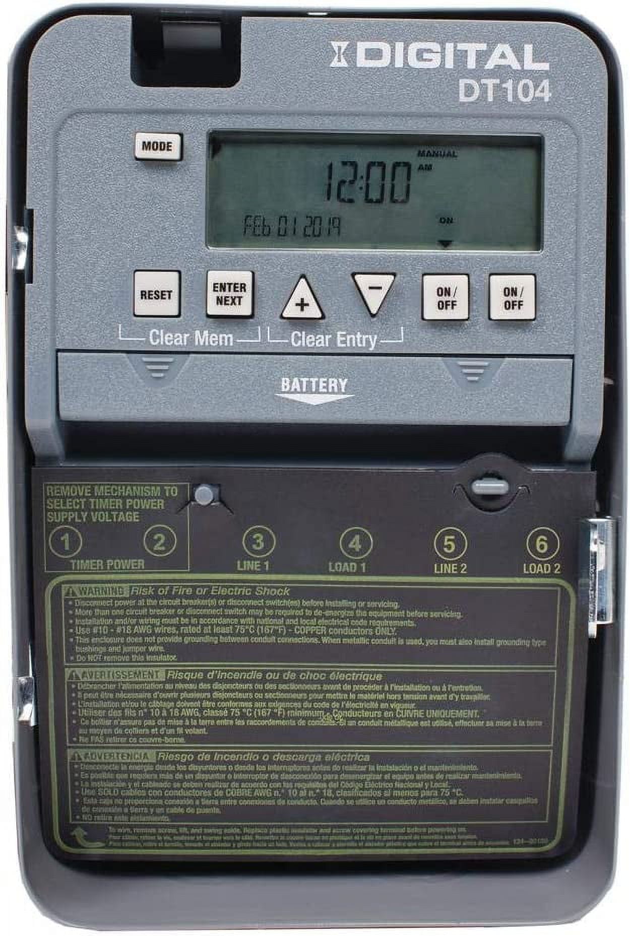 Intermatic DT104 20 Amp 24-Hour Indoor Wall Mounted Electronic Time ...