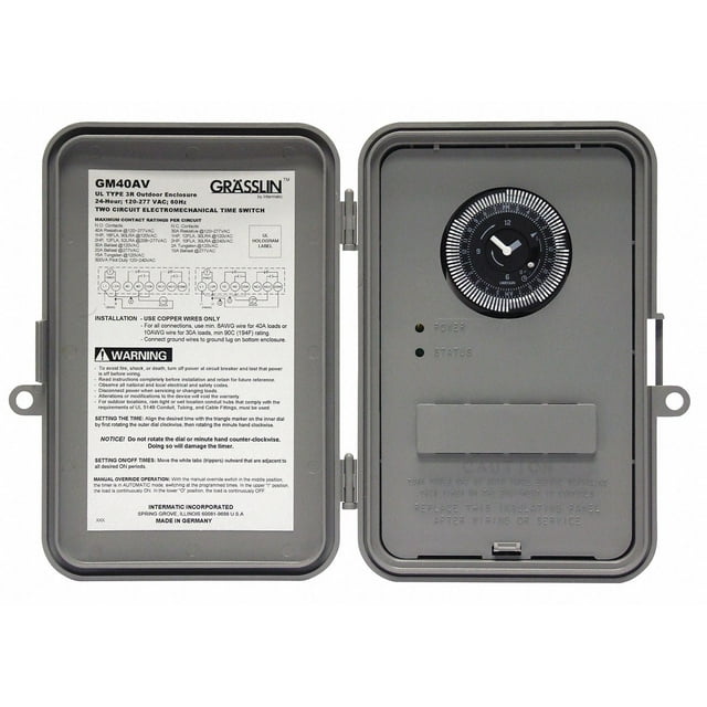 Intermatic Electromechanical Timer,24Hr,3R,40A GM40AV - Walmart.com