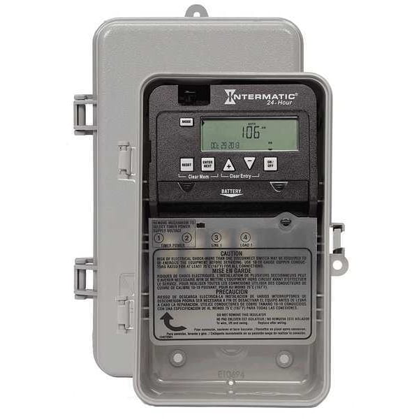 Intermatic 24hr Electronic Timer, SPST-NO EP100C, AC Switch, Outdoor ...