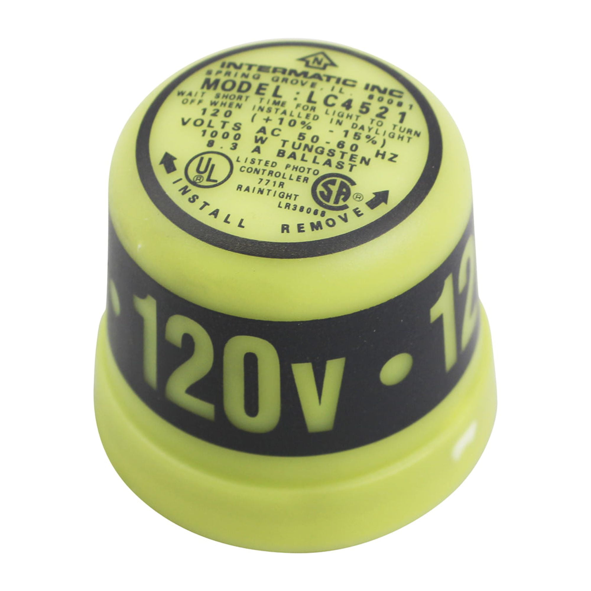 Intermatic LC4521 1000W 120V Twist Lock Photocell Photo Control, Yellow ...