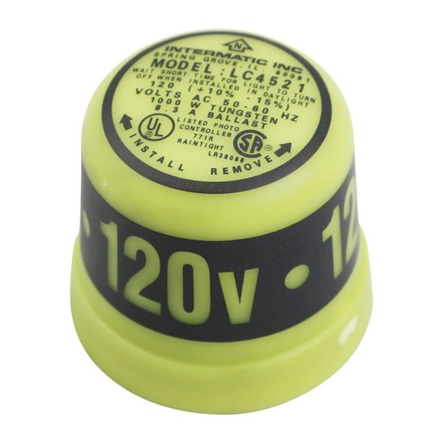 Intermatic LC4521 1000W 120V Twist Lock Photocell Photo Control, Yellow ...