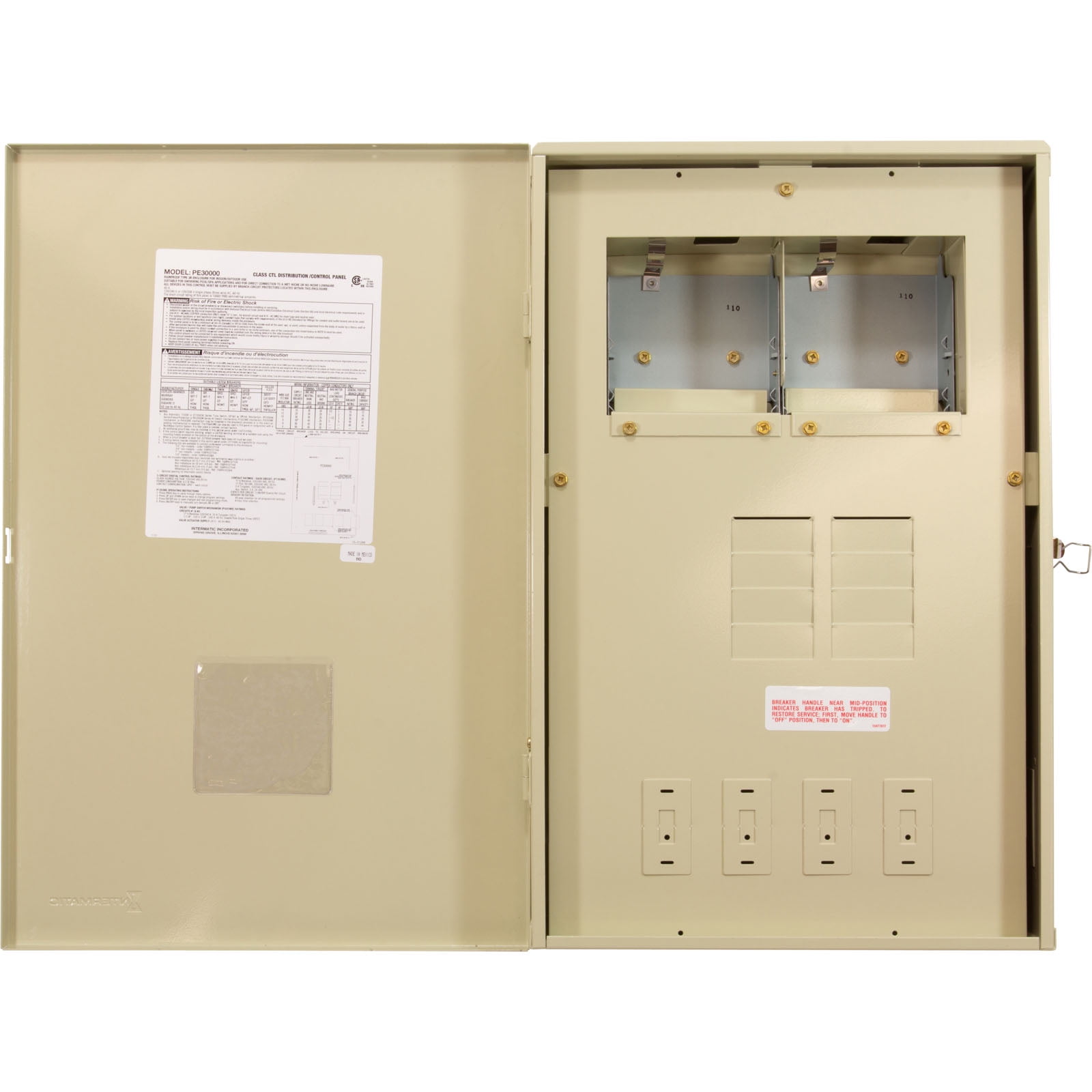 Intermatic PE30000 22" x 14" x 4.25" 80A Type 3R Load Center / Outdoor ...