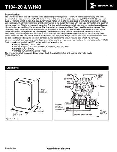 Intermatic WH40 Electric Water Heater Timer, Gray - Walmart.com