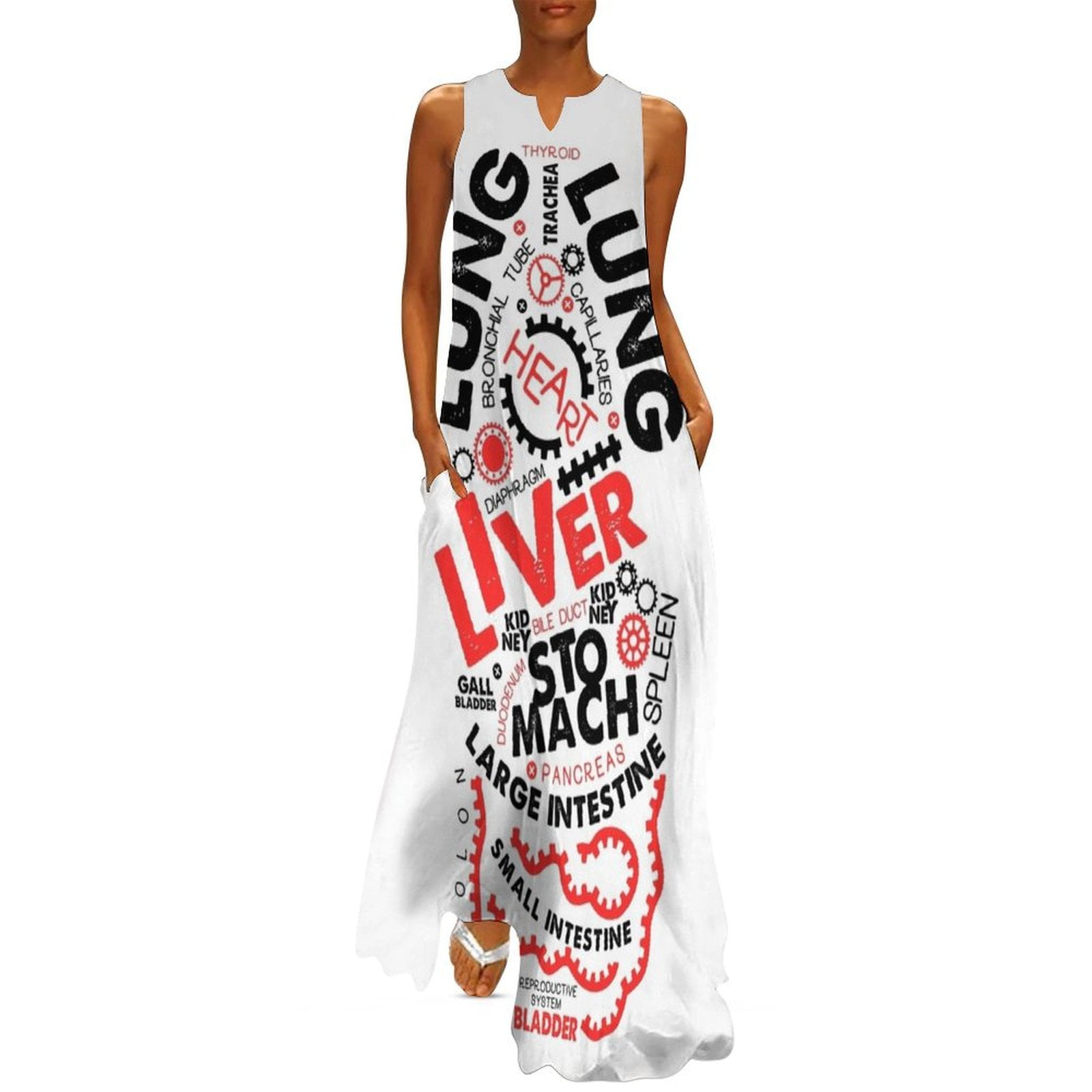 Internal Organs Typographic Artwork. Long Dress Dress woman elegant ...