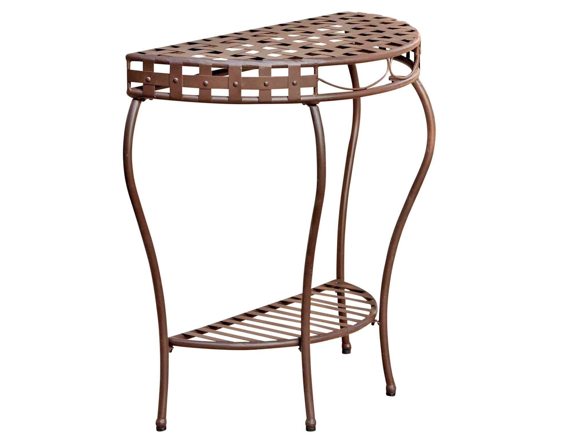 International Caravan Half Moon Iron Table, 2-Tier, Durable Powder Coat ...