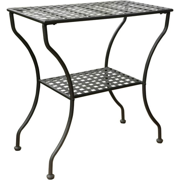 International Caravan 74361 Iron 2-Tier Patio Side Table, Antique Black ...