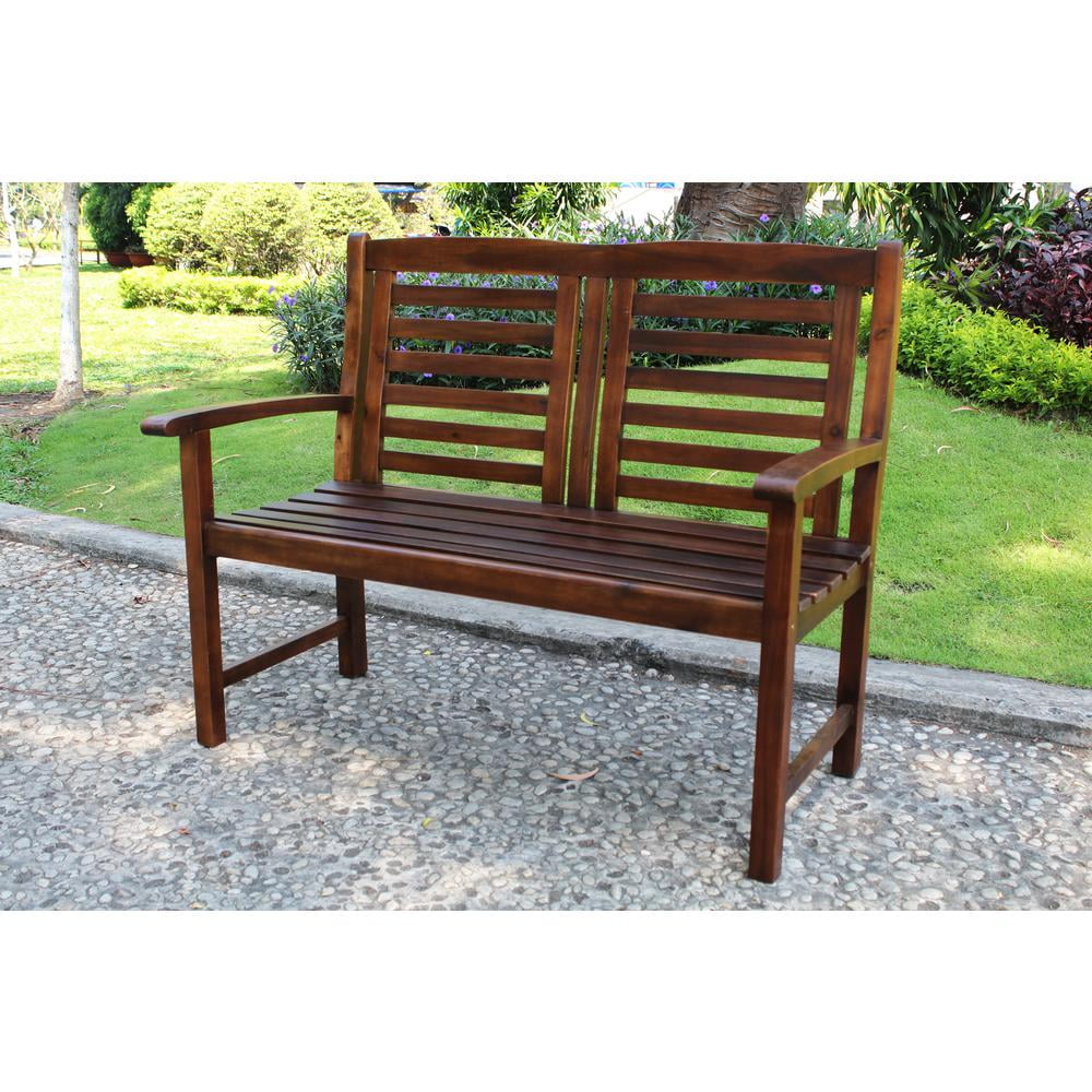 International Caravan Outdoor Wooden Bench, Brown, Acacia Wood ...