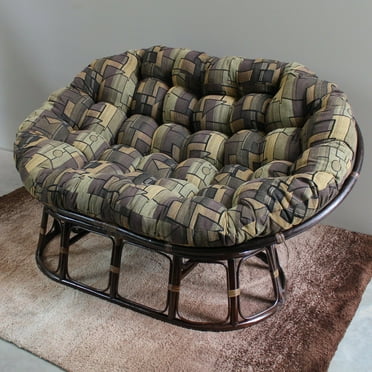 International Caravan Rattan Double Papasan Chair with Microsuede ...