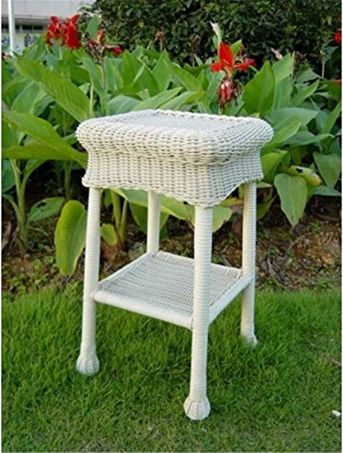 International Caravan Furniture Piece Small Pvc Resin Side Table, White ...