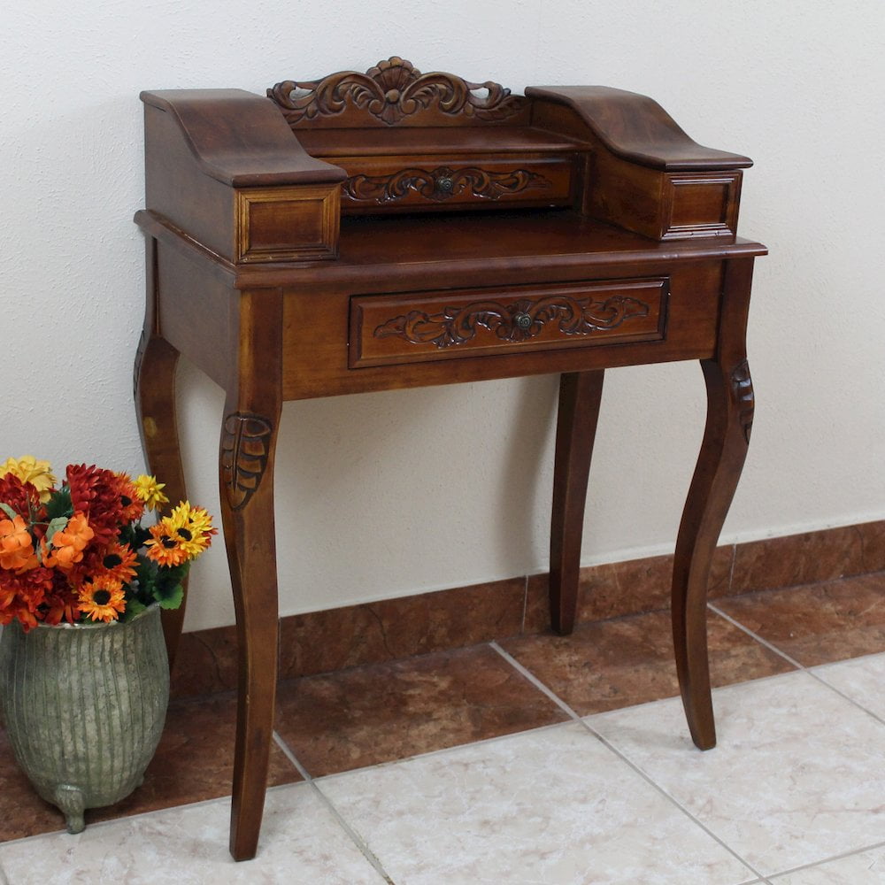 Windsor Carved Wood Telephone Table - Walnut - Walmart.com