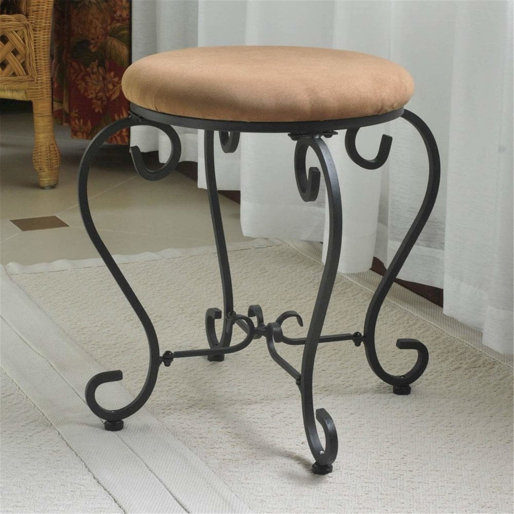 International Caravan Round Iron Vanity Stool with Cushion - Walmart.com
