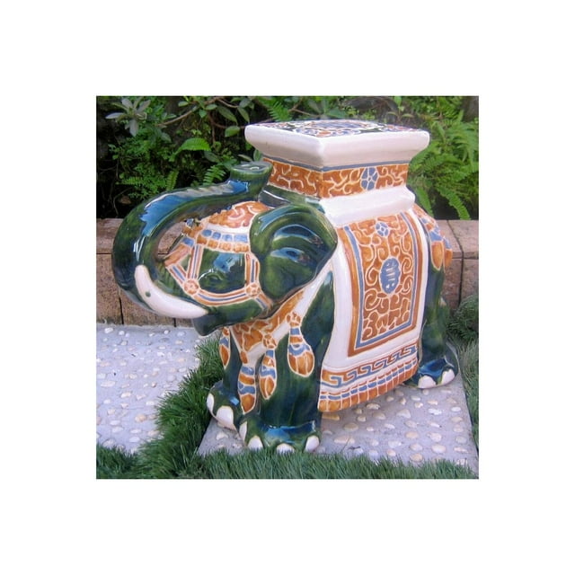 International Caravan Decorative Large Porcelain Elephant Garden Stool ...