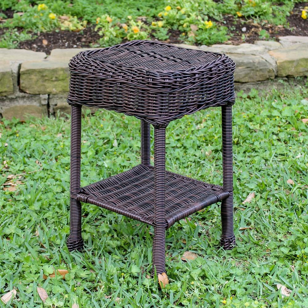 International Caravan Madison 2-Tier Wicker Resin Patio Side Table for ...