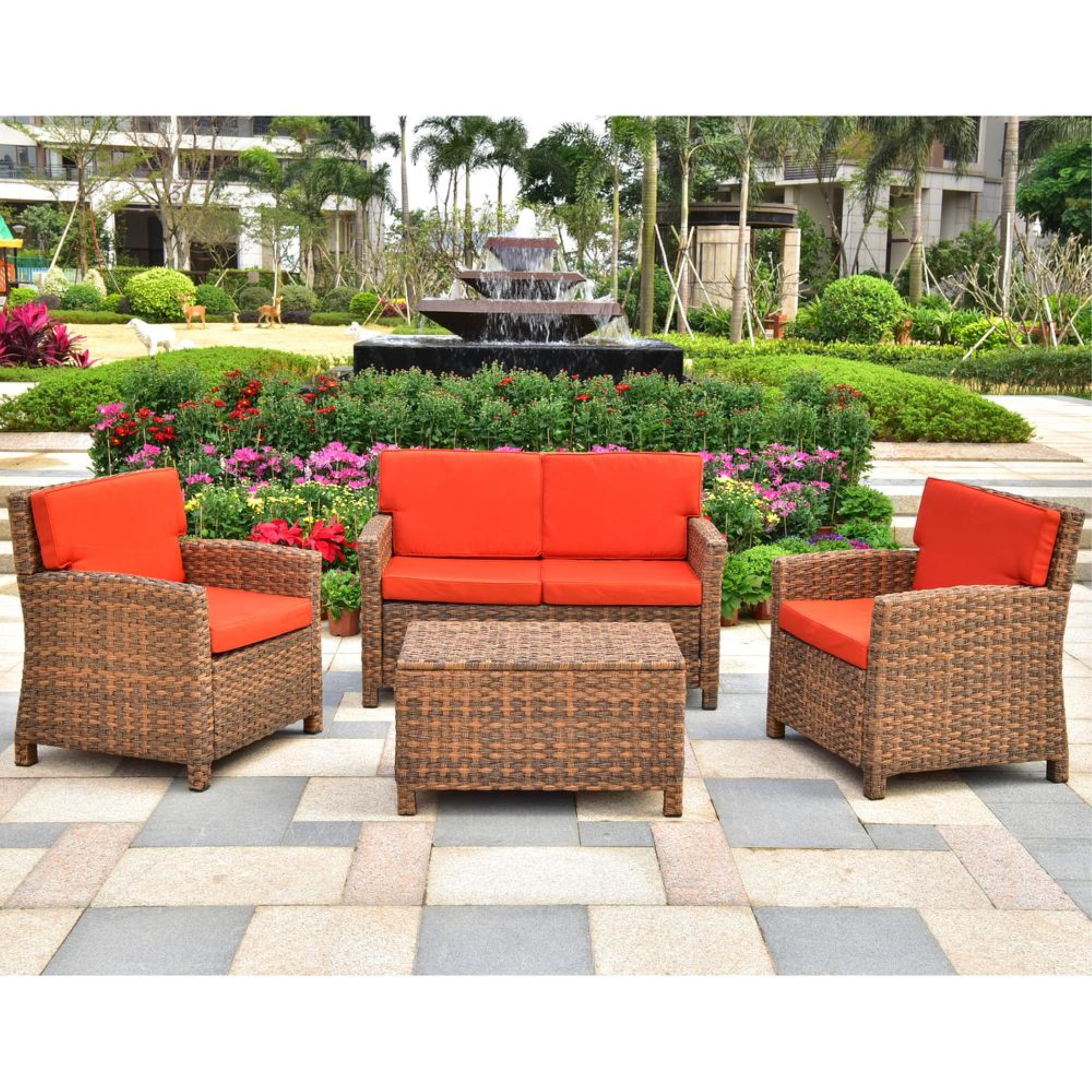 International Caravan Majorca Resin Pandan Weave Contemporay Deep Seat ...