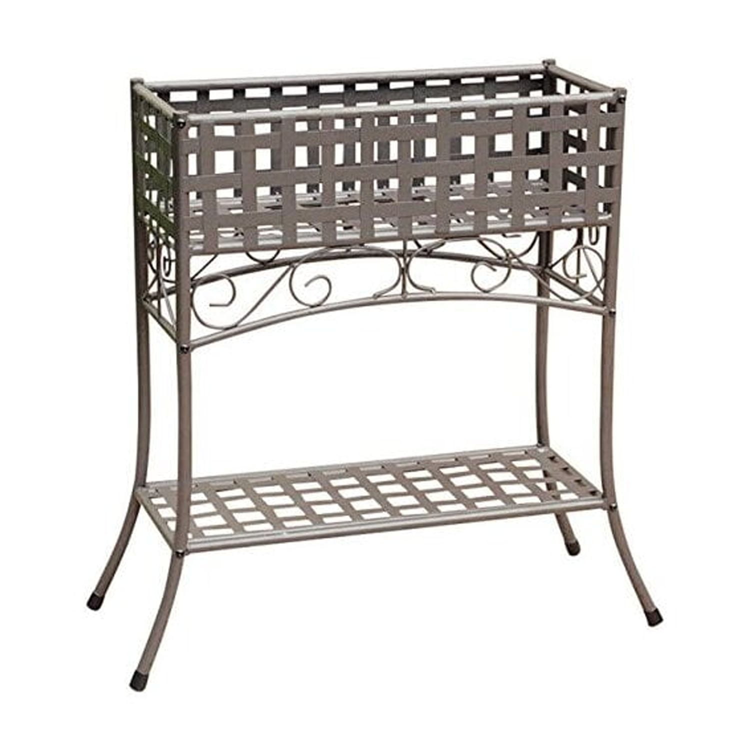 International Caravan Mandalay Rectangular Iron Plant Stand, Hammered ...
