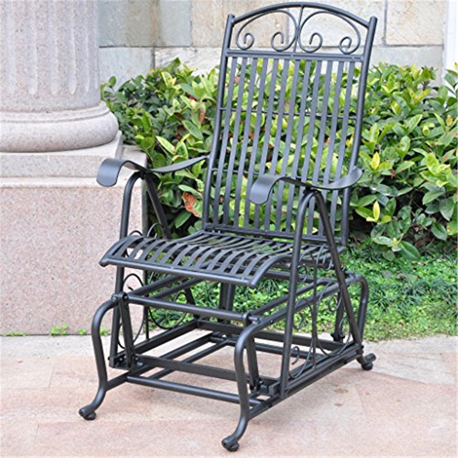 International Caravan Mandalay Iron Patio Chair - Antique Black Outdoor ...