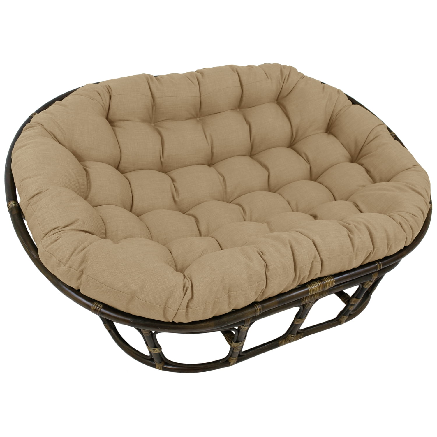 International Caravan Rattan Double Papasan Chair with Outdoor Cushion ...