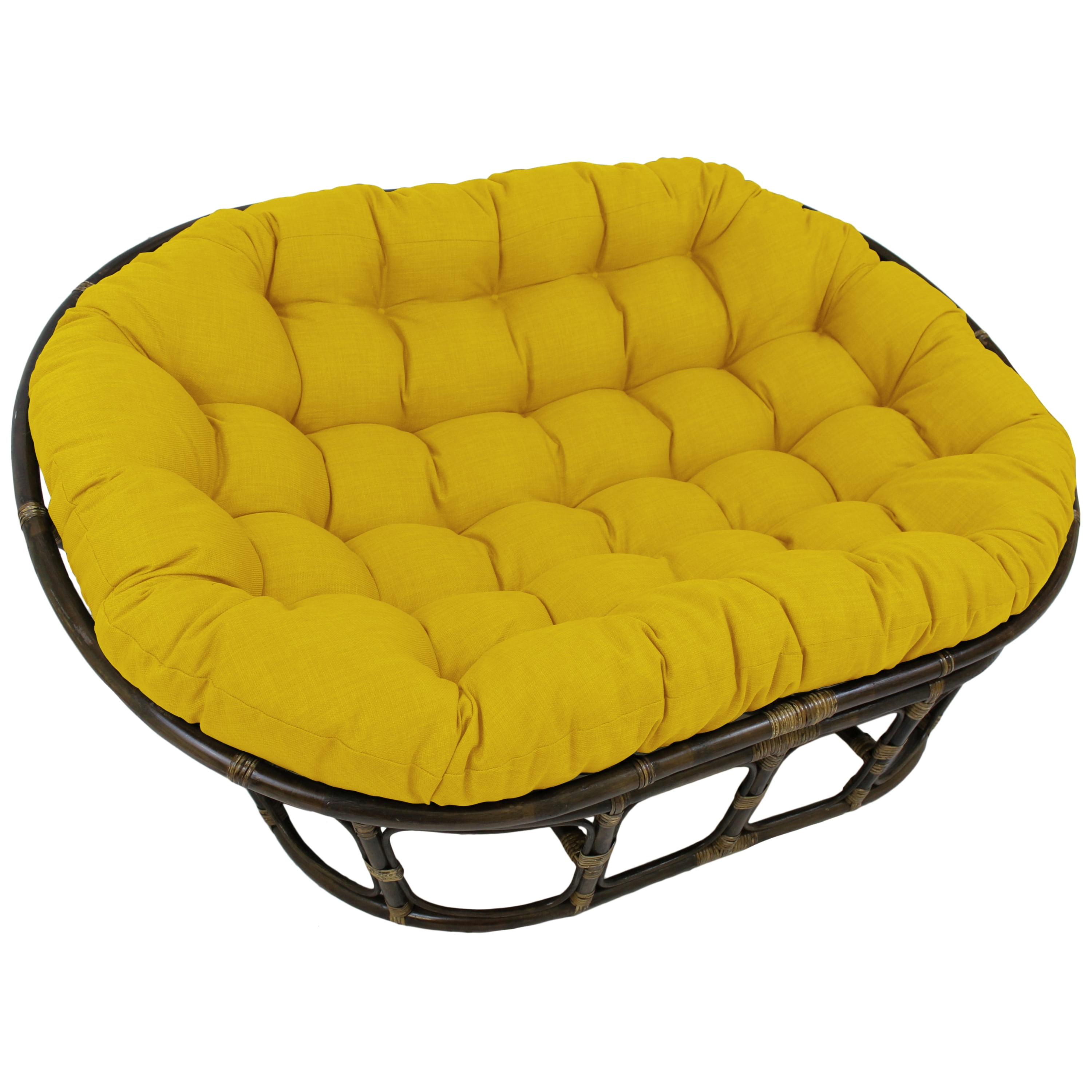 International Caravan Rattan Double Papasan Chair with Outdoor Cushion ...