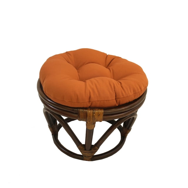 International Caravan Rattan Footstool with Twill Cushion, Spice ...