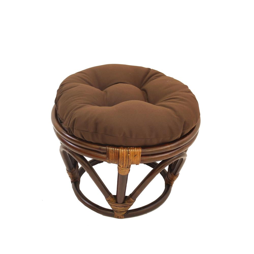 International Caravan Rattan Footrest Furniture, Twill Cushioned Foot ...