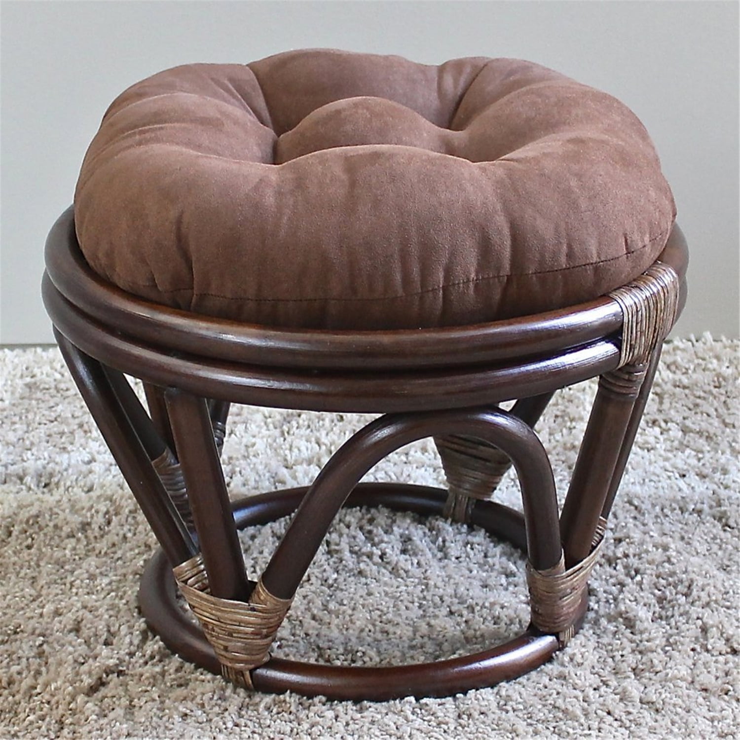 International Caravan Rattan Ottoman with Micro Suede Cushion - Walmart.com