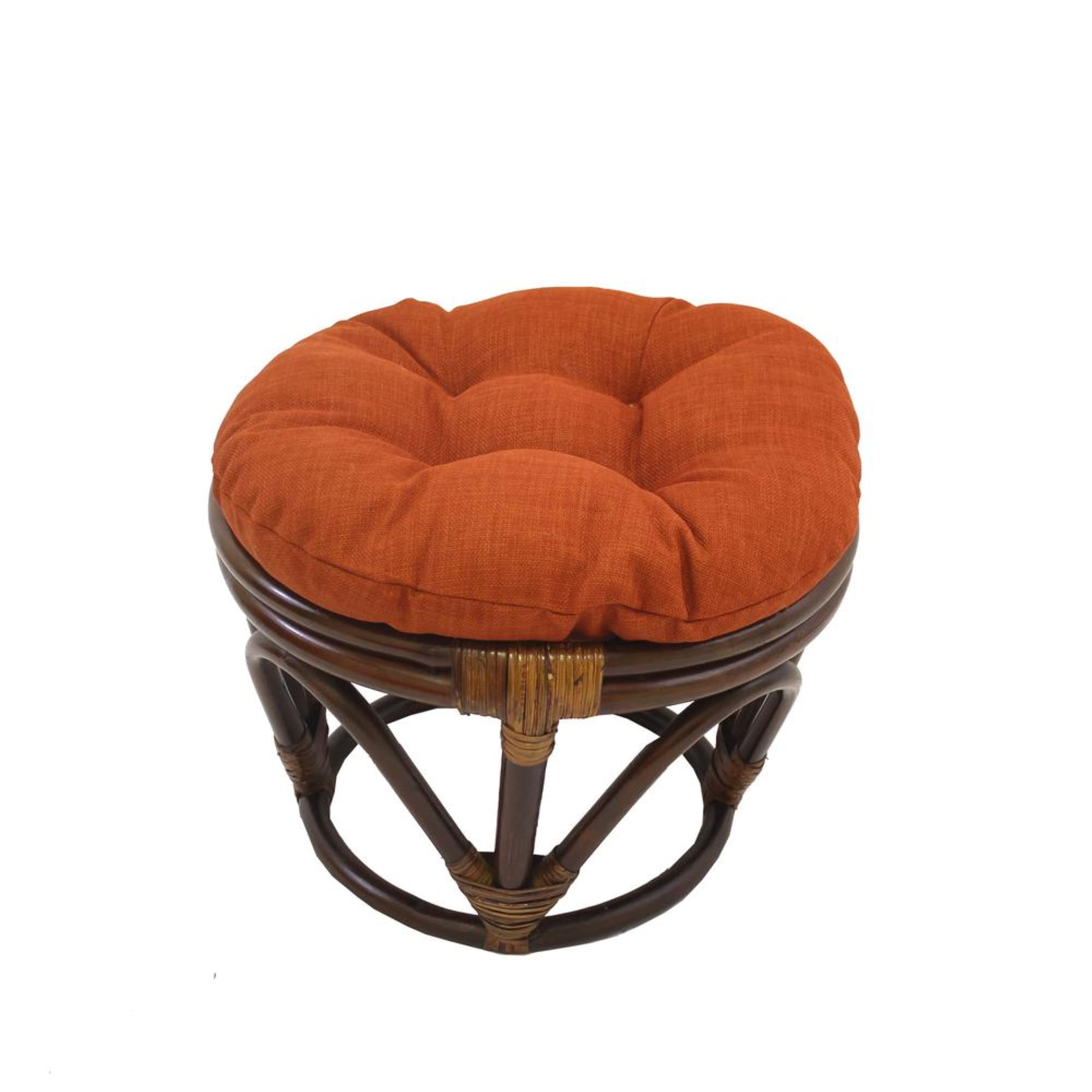 International Caravan Rattan Footstool Ottoman with Outdoor Fabric ...