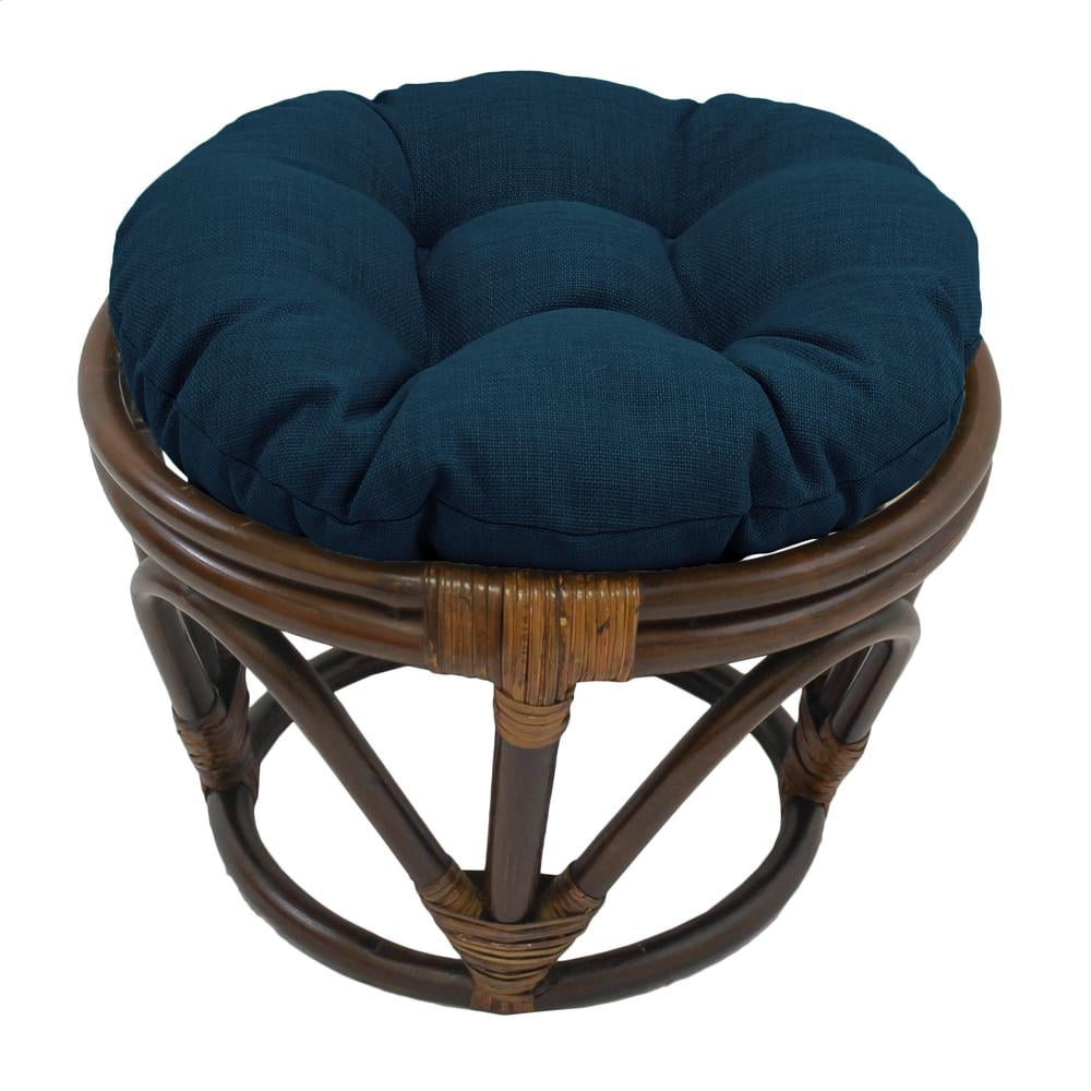International Caravan Rattan Ottoman with Outdoor Fabric Cushion, Sea ...