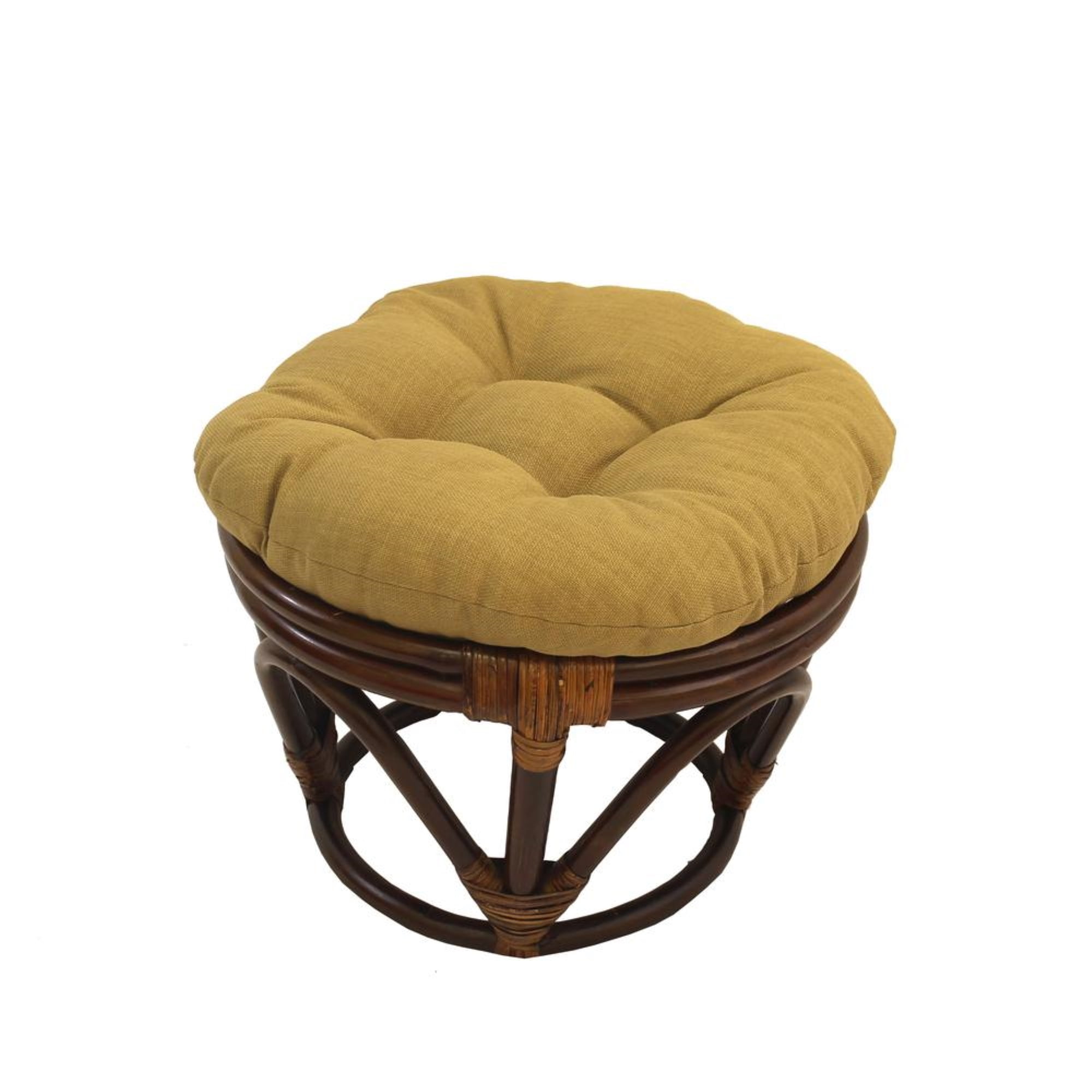International Caravan Rattan Ottoman with Outdoor Fabric Cushion ...