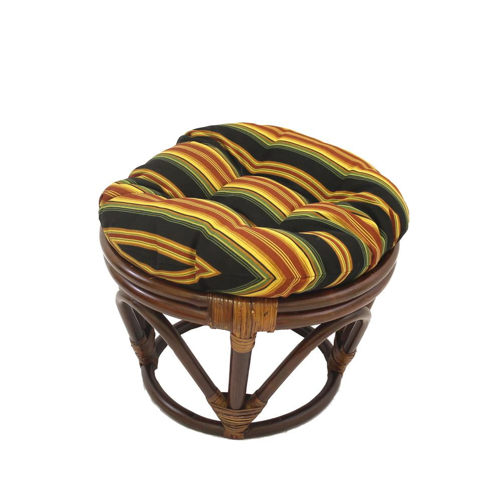 International Caravan Rattan Ottoman with Outdoor Fabric Cushion ...
