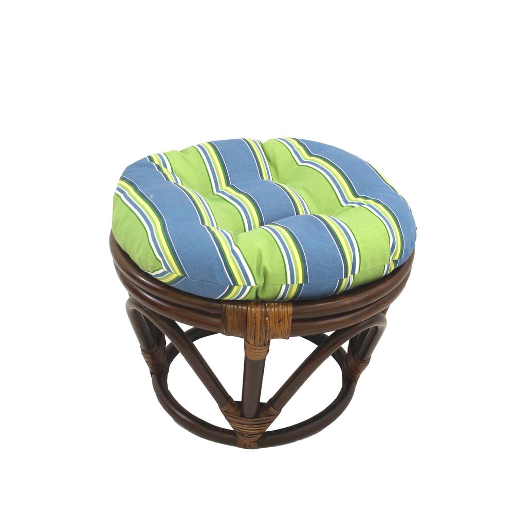 International Caravan Rattan Ottoman with Outdoor Fabric Cushion ...