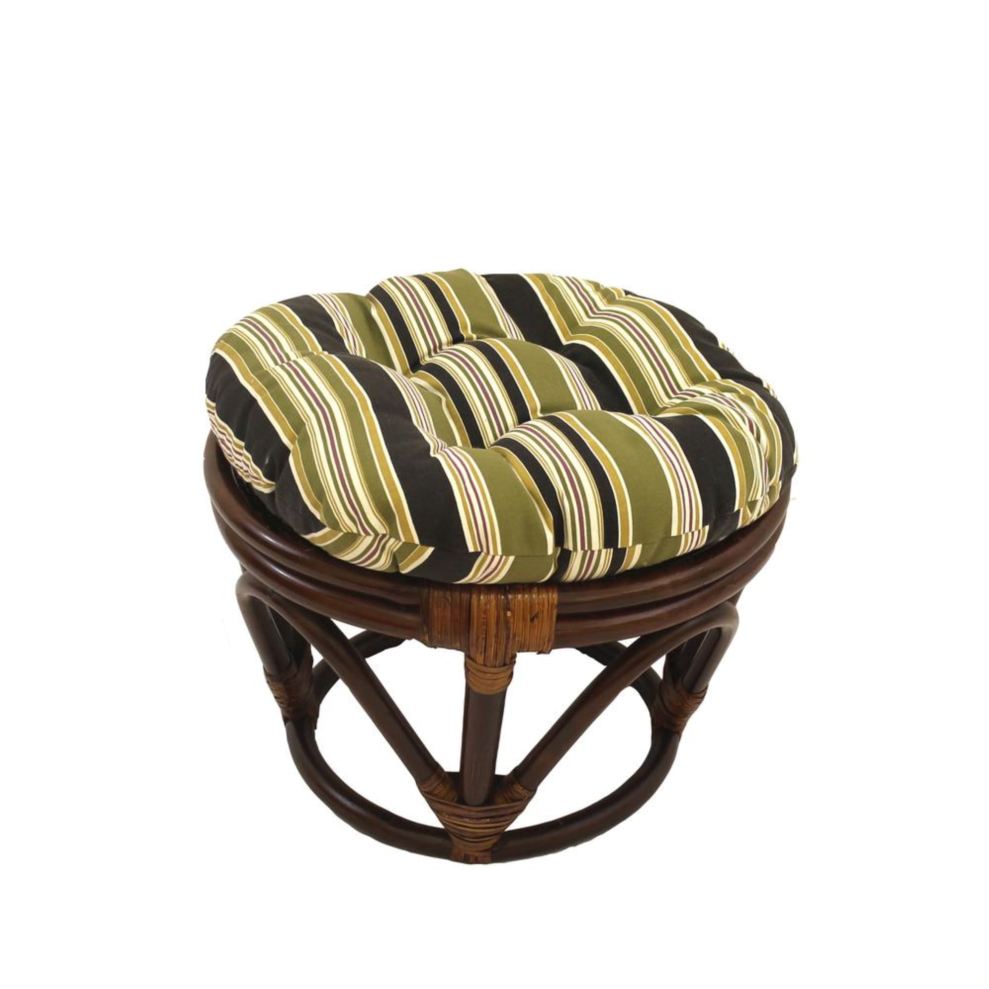 International Caravan Rattan Ottoman with Outdoor Fabric Cushion ...