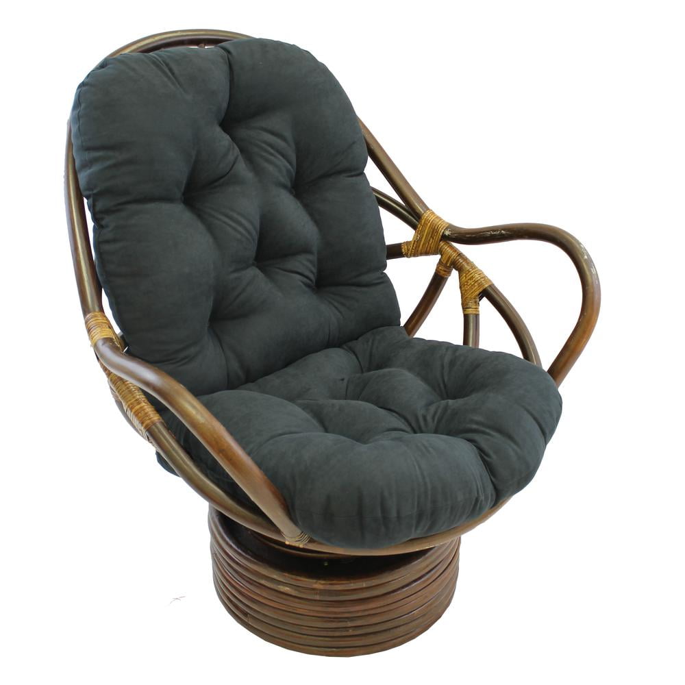International Caravan Rattan Swivel Rocker with Micro Suede Cushion ...