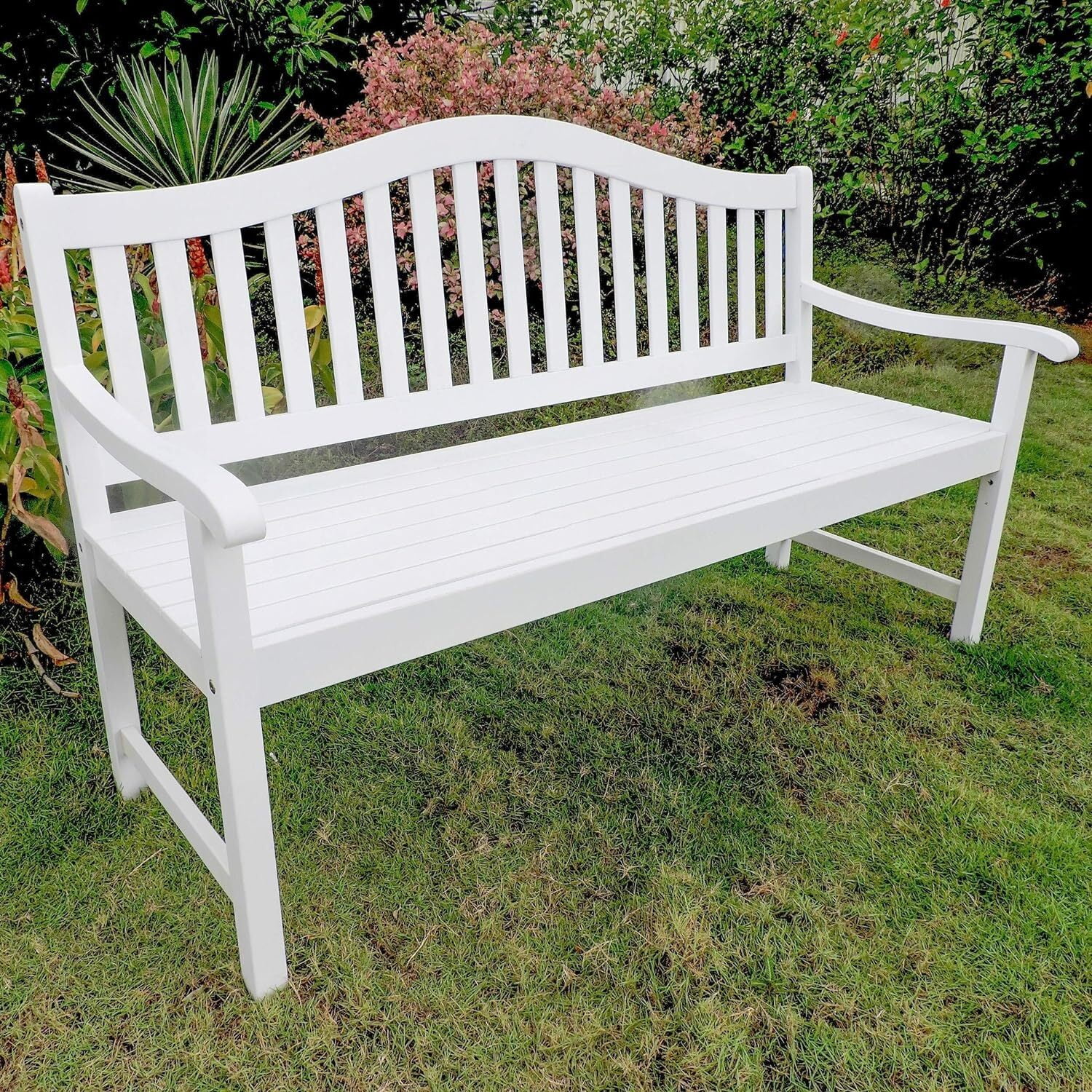 International Caravan Royal Fiji Patio Garden Bench in Antique White ...