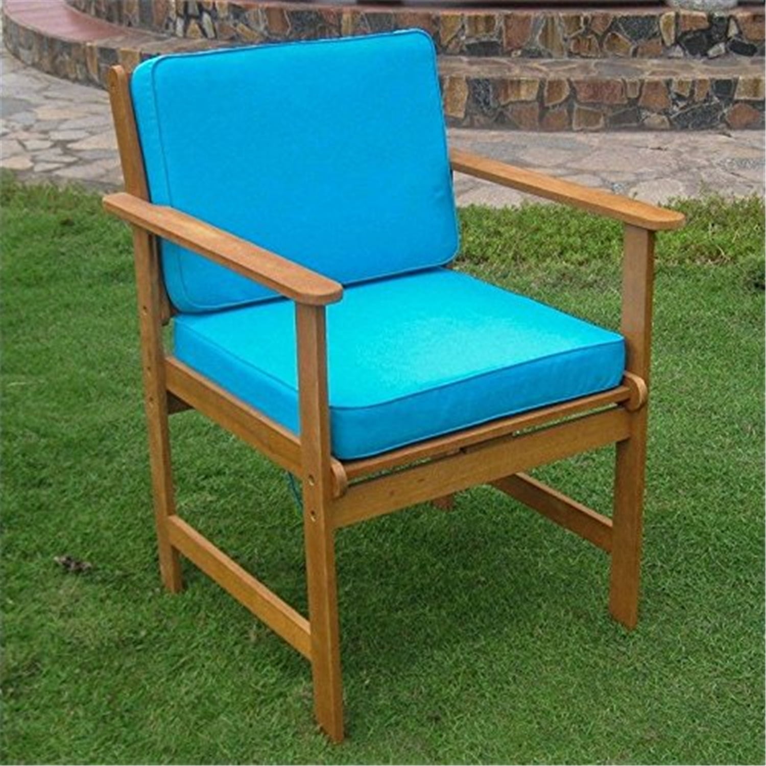 International Caravan Royal Tahiti Gulf Port Arm Chair With Cushions - Set of 2-Color:Aqua Blue ...