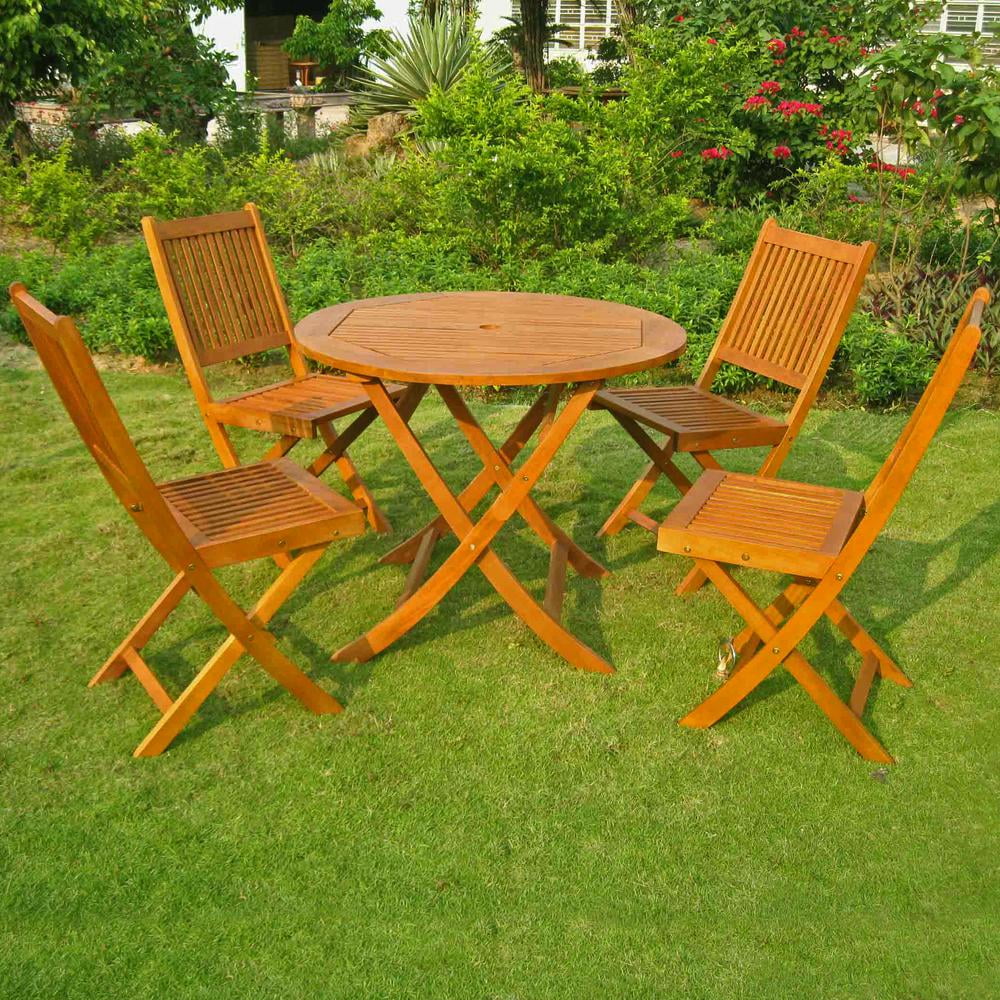 International Caravan Royal Tahiti Hamburg 5 Piece Balau Wood Patio ...
