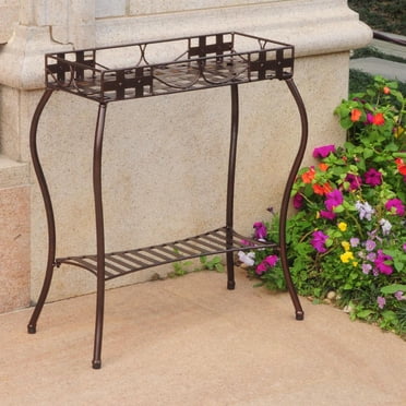 Stcomart Double Shelf Metal Plant Stand, Indoor/Outdoor, 25.6'' Height ...