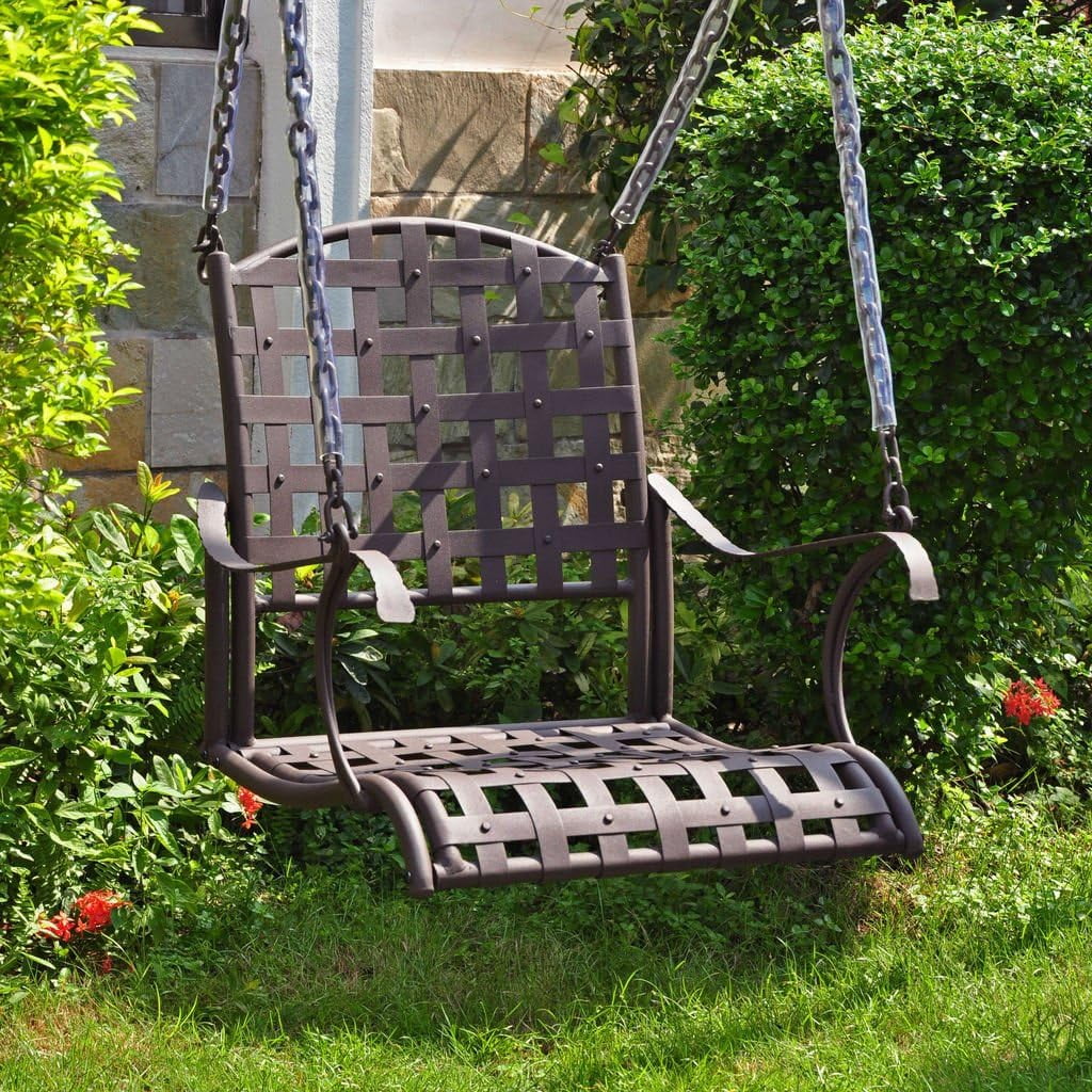 International Caravan Santa Fe Iron Nailhead Single Porch Swing Rustic ...