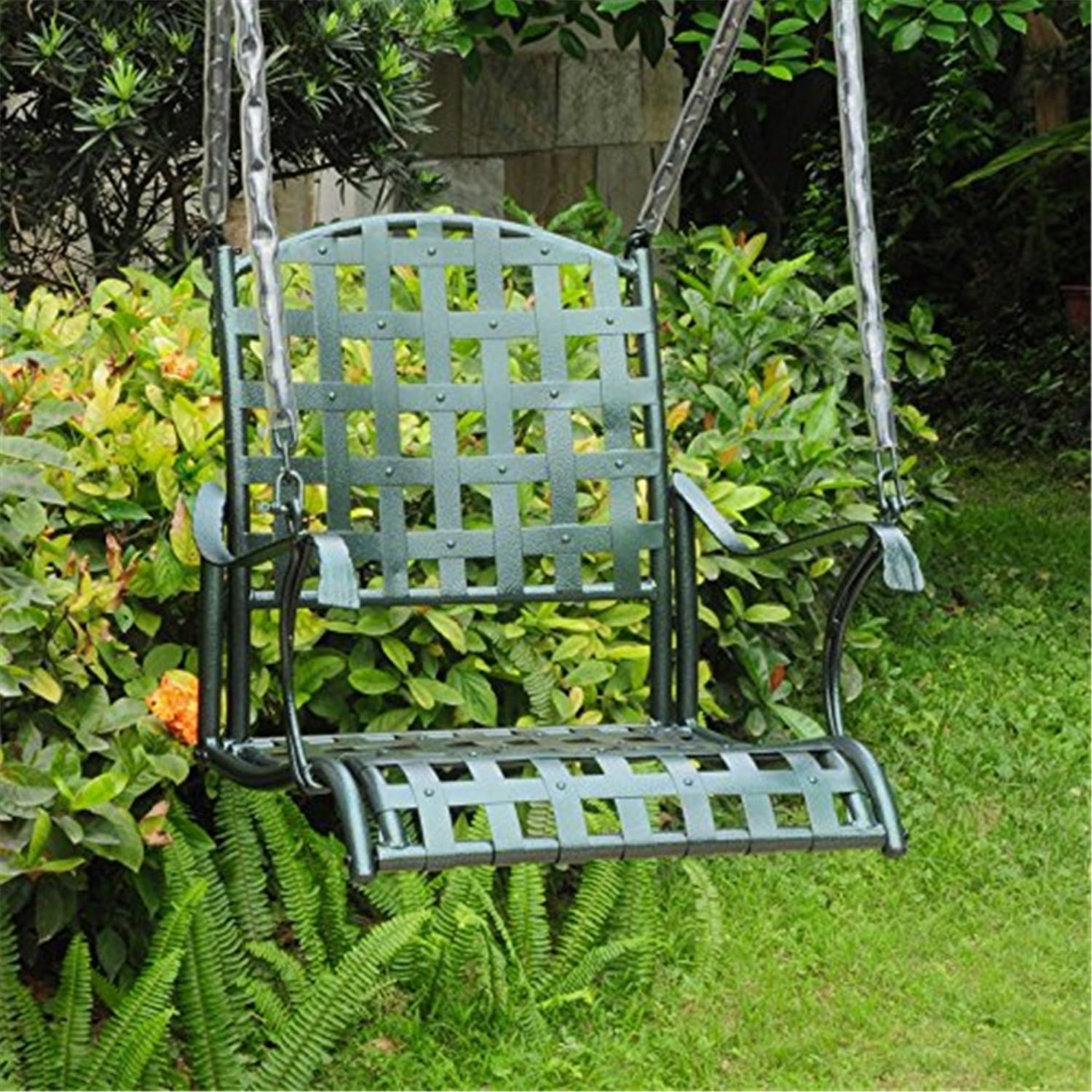 International Caravan Santa Fe Iron Patio Swing in Verdi Gris - Walmart.com
